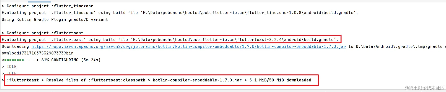 Flutter运行时卡在了Running Gradle task ”assembleDebug“解决办法检查androi - 掘金