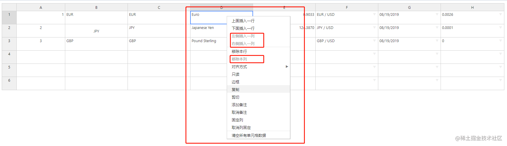 handsontable插件的详细使用方法 - 掘金