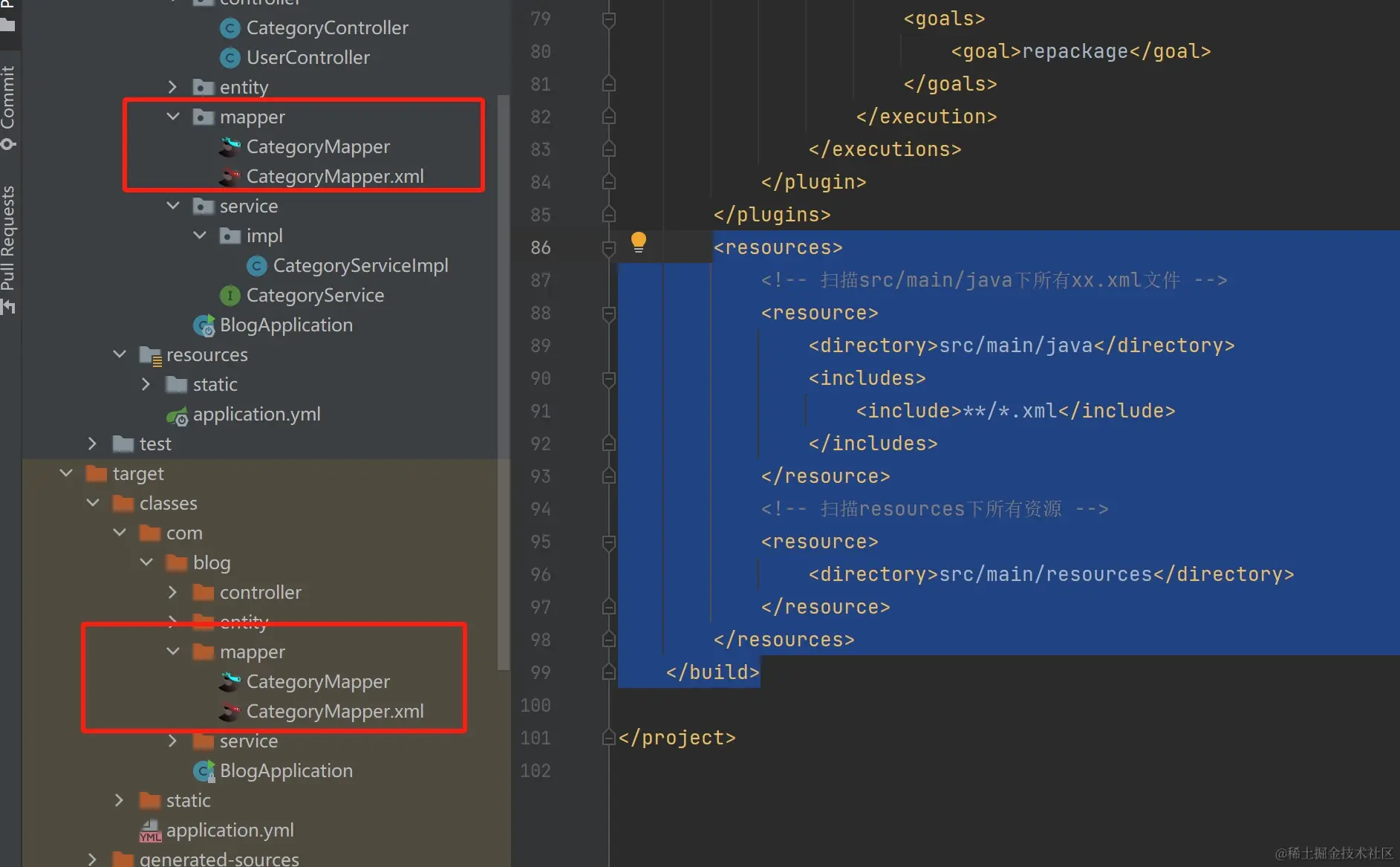 SpringBoot项目整合Mybatis时XXXMapper.xml文件存放位置区别创建mapper接口： 我们一般在 - 掘金
