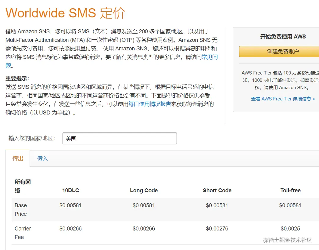 AWS短信服务Amazon Simple Notification Service服务详细申请配置过程，java代码示例 - 掘金