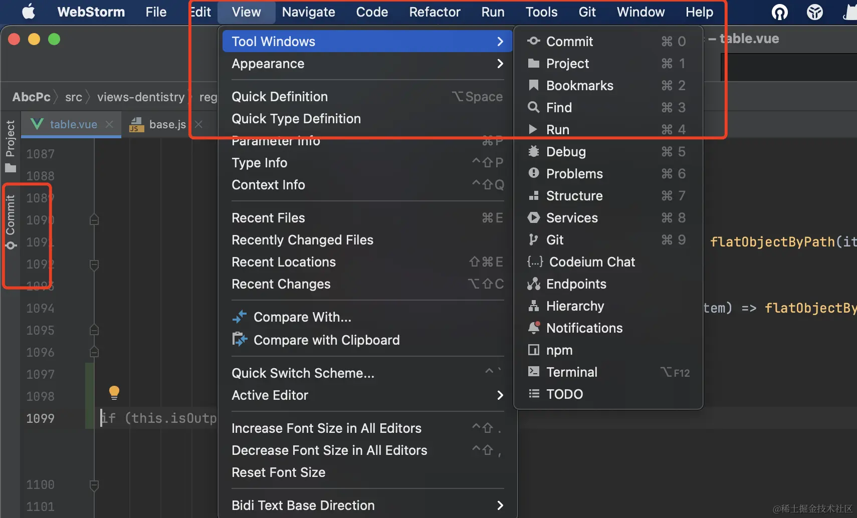 Webstorm 中的 commit 侧边栏及Vue项目 node_modules 消失解决一、 commit 侧边栏消 - 掘金