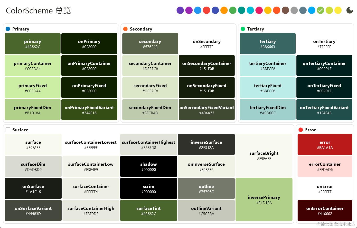 Flutter 百题斩#14 | 说说你对 ColorScheme 的了解最近在着手开发我的 《匠心星问》 ，它定位是 - 掘金