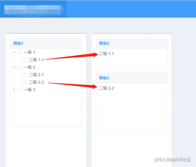 vue+element ui 的el-tree组件实现将任意节点拖动到对应的div中1.HTML页面渲染 构建三个面板， - 掘金
