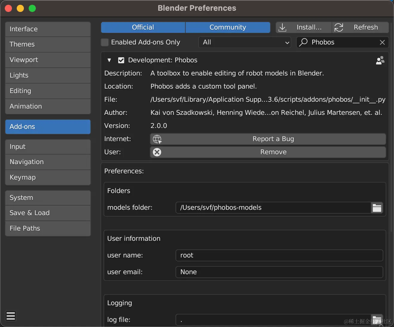 Blender系列 -- 配置URDF简介 在 Blender 中，默认是不支持 URDF 文件导入的，这个需要安装第三 - 掘金
