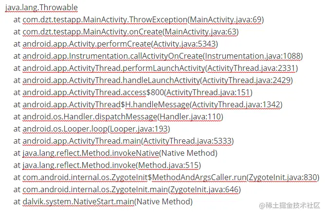 android 打印堆栈方式在android里面经常需要打印堆栈信息 1. 编写例子 1.1 getStackTrace - 掘金