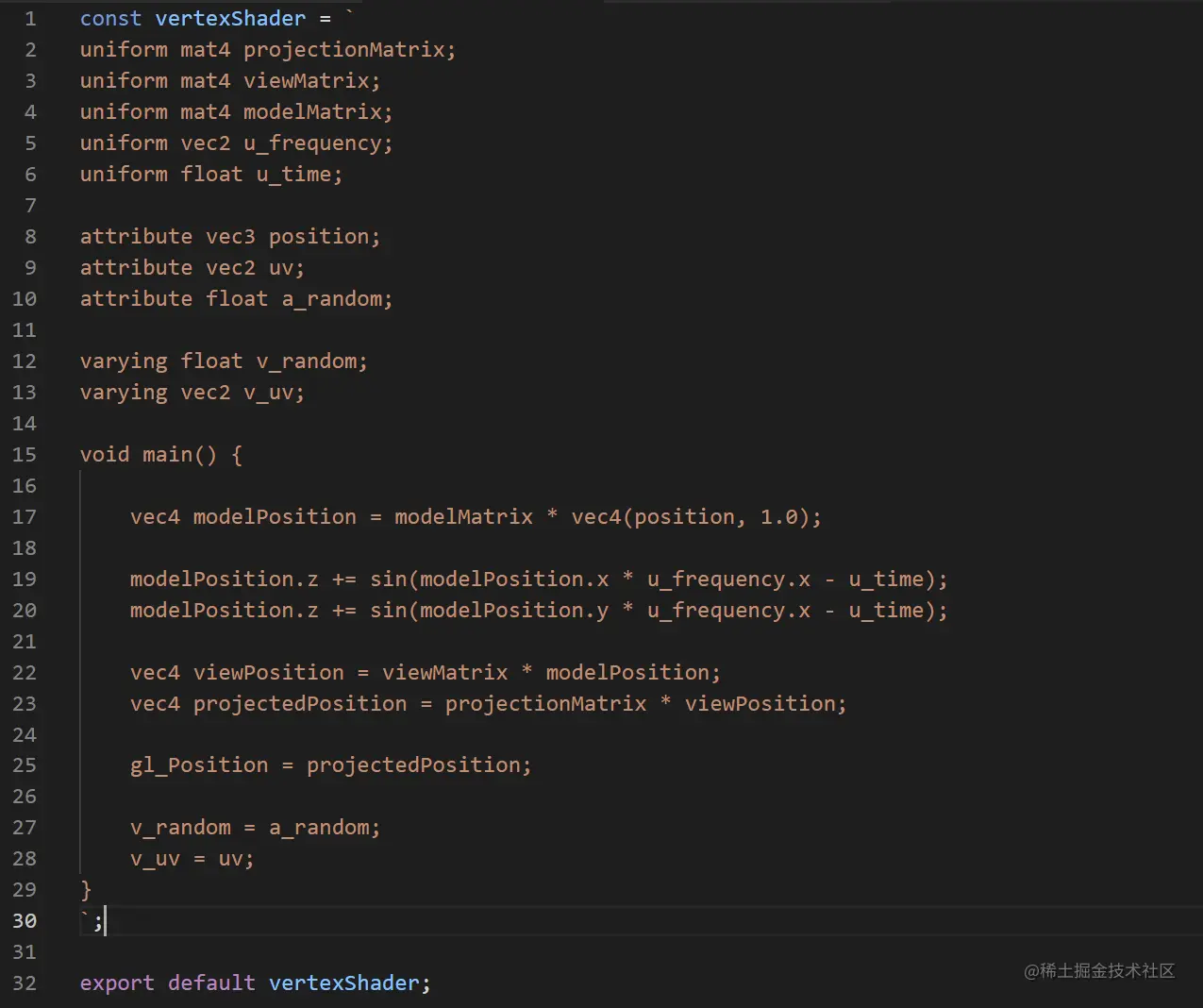 three.js引入glsl文件并高亮显示代码同一个js文件中引入glsl 在three.js中自己写shader语言的 - 掘金