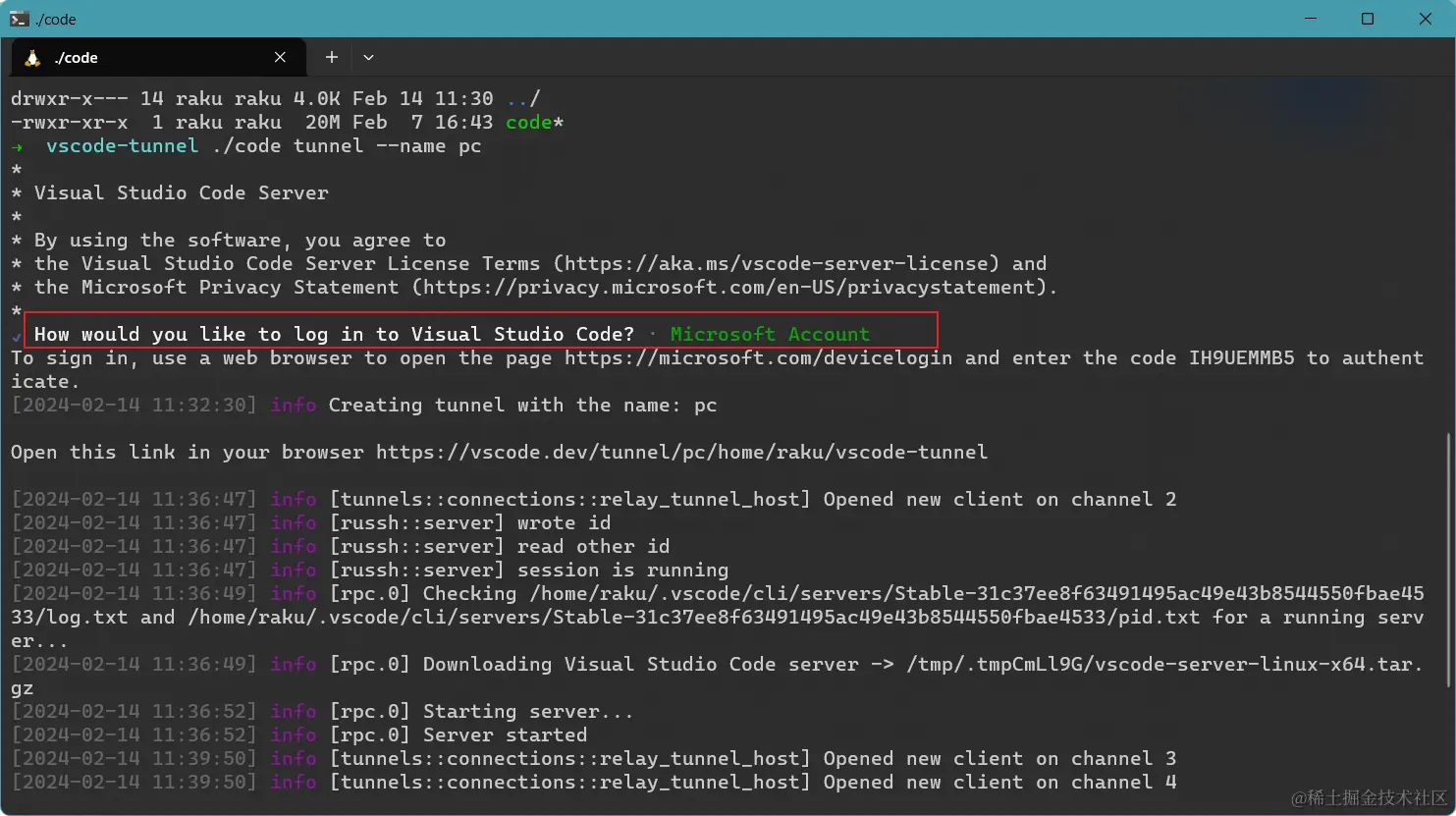 利用 Vscode Tunnel 在 Mac 上远程开发公司的电脑是 Windows，但是用惯了 Mac，不习惯 Win 掘金