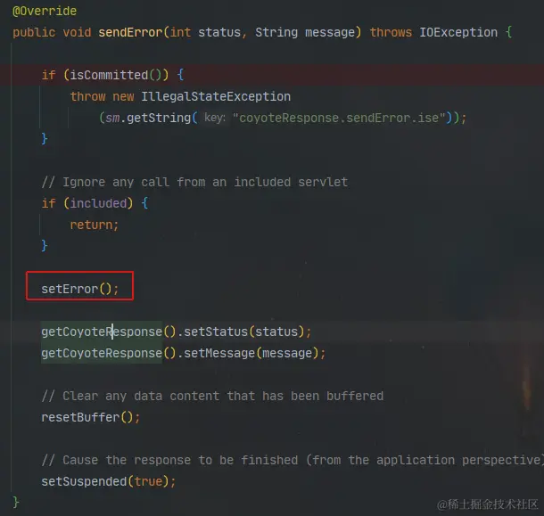 Response.sendError()和setStatus()方法的区别response.sendError()方法的 - 掘金