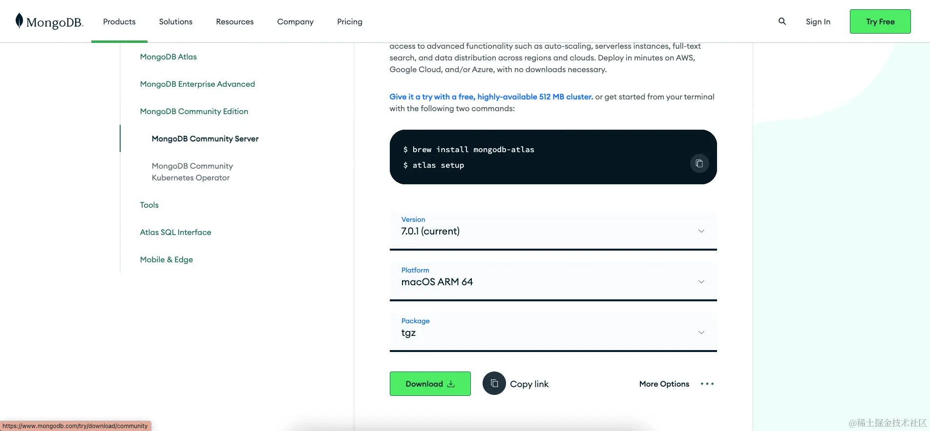 MacOS安装MongoDB 7.x（tar包安装）Mac上第一次安装MongoDB，先是在网上找了几个教程，按指引操作 - 掘金