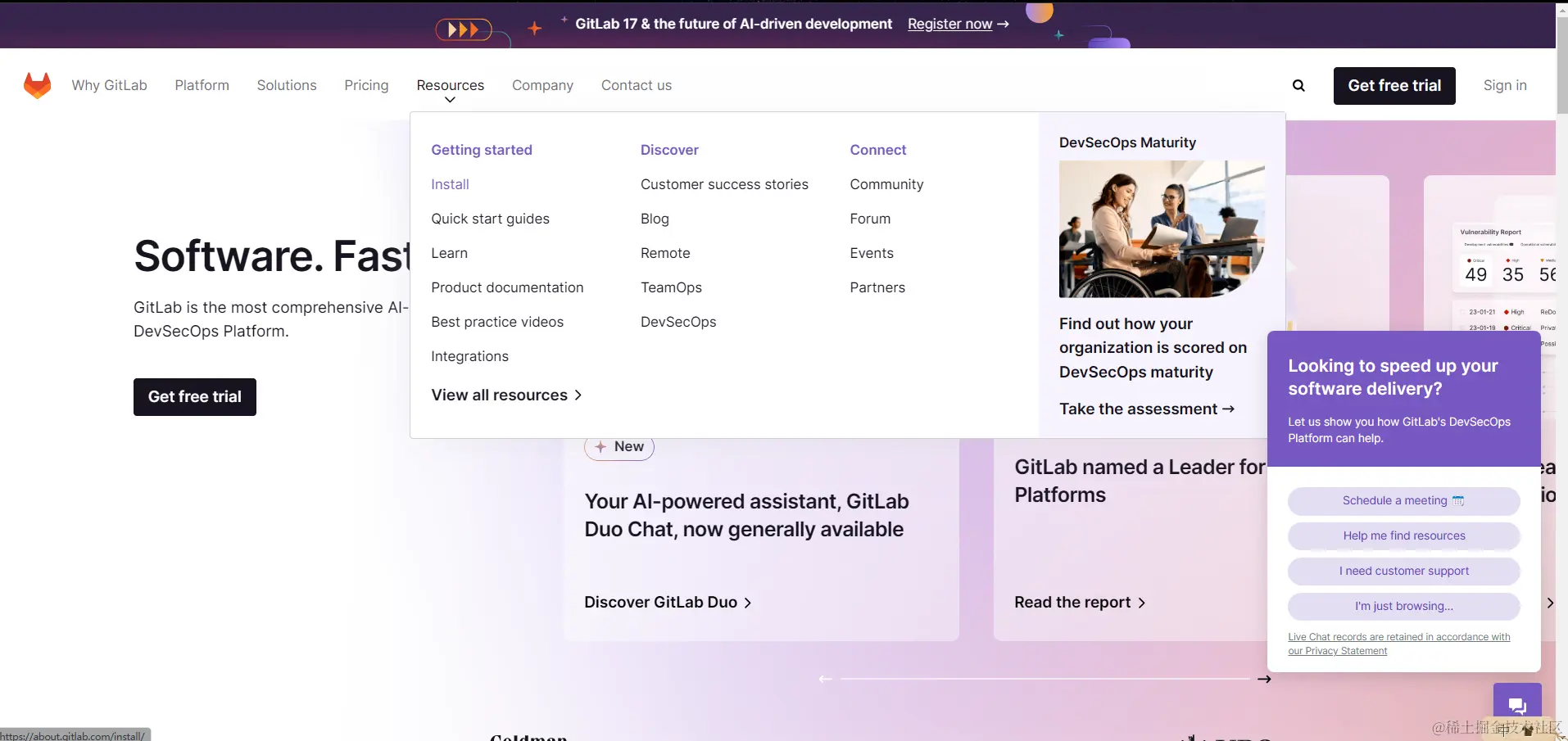 CentOS Stream 9 安装 Gitlab打开Gitlab官网：https://about.gitlab.com - 掘金