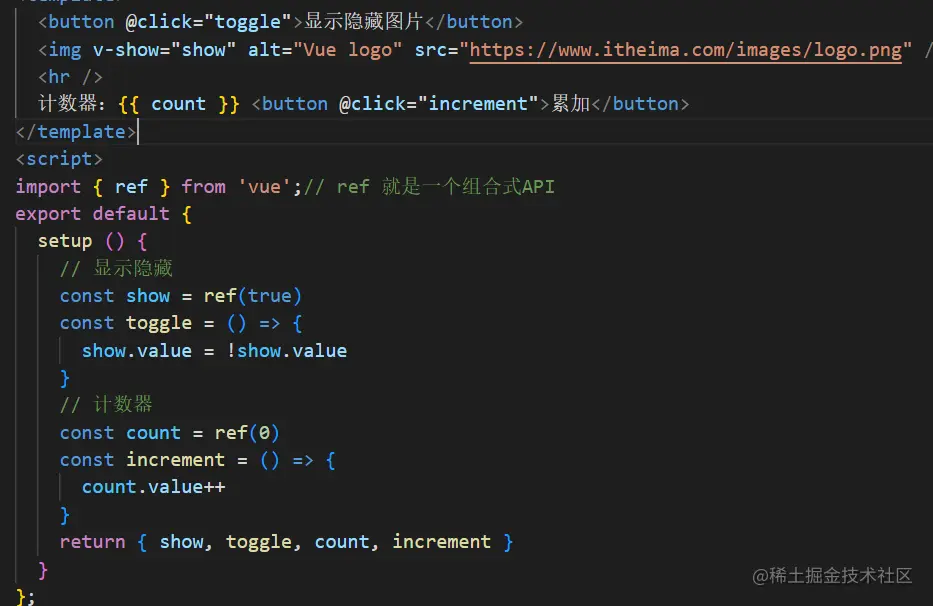 Vue3组合式基本用法compositionapi 组合式api介绍 Vue3提供两种组织代码逻辑的写法： 通过data 掘金 8804