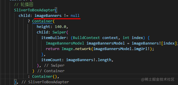 Flutter 报错 Null check operator used on a null value - 掘金