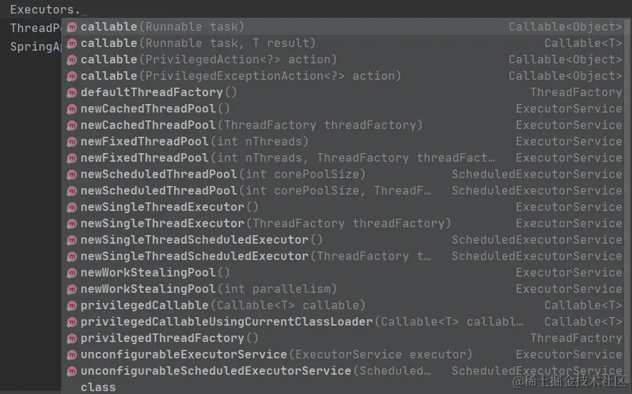 来聊一聊java中有哪些线程池1、Executors 中常用线程池 Java中的Executors类中提供了以下几种常用 - 掘金