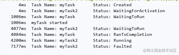 C# Task 的各种状态，及状态切换Task有一个 TaskStatus类型 的实例属性Status，指示当前Task - 掘金