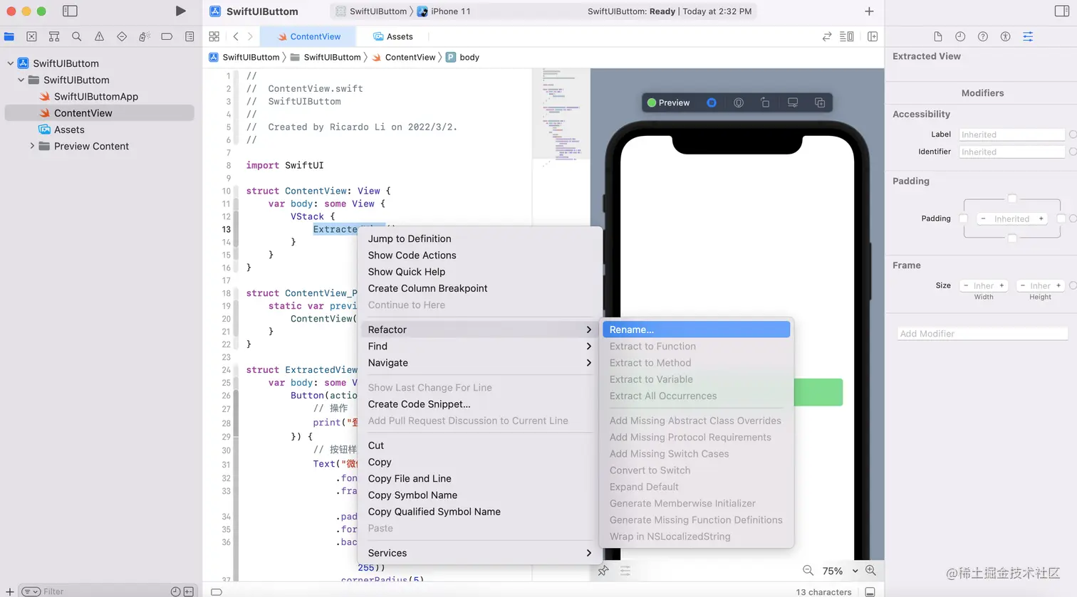 SwiftUI极简教程08: Button按钮的使用一起养成写作习惯！这是我参与「掘金日新计划 · 4 月更文挑战」的第 - 掘金