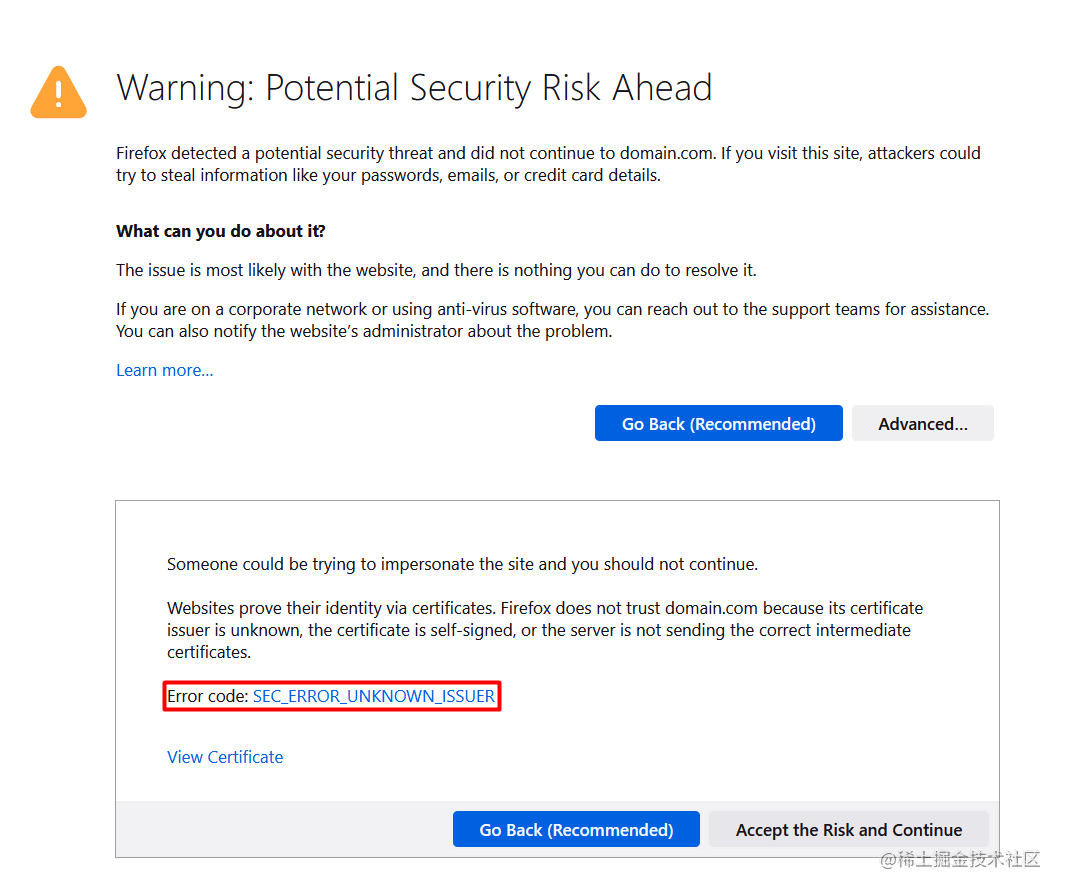 如何修复NET::ERR_CERT_AUTHORITY_INVALID：10个成熟的解决方案 - 掘金