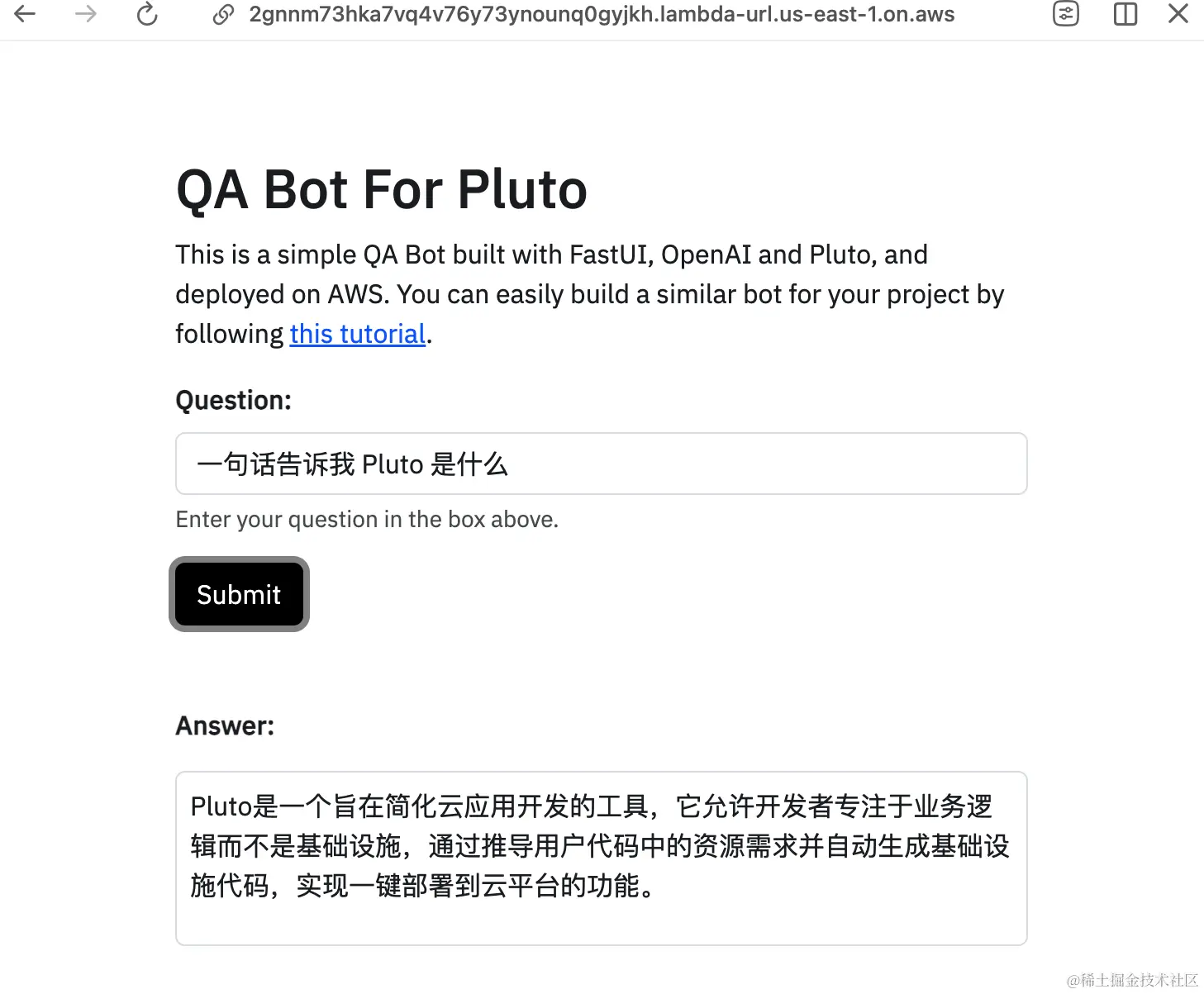 5 分钟搭建「项目文档问答机器人」通过 LangChain、FastUI 和 Pluto 构建带有 Web 界面的文档问 - 掘金