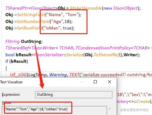 【转载】UE4 C++ 相关 Json 操作读取 Json 数据，解析 Json 数组 Json 格式示例： 使用内置的 - 掘金